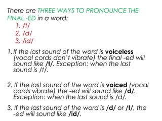 Pronouncing the final –ed | PPT