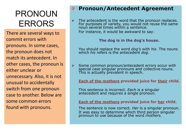 Pronoun errors | PPSX | Auto Repair | Automotive