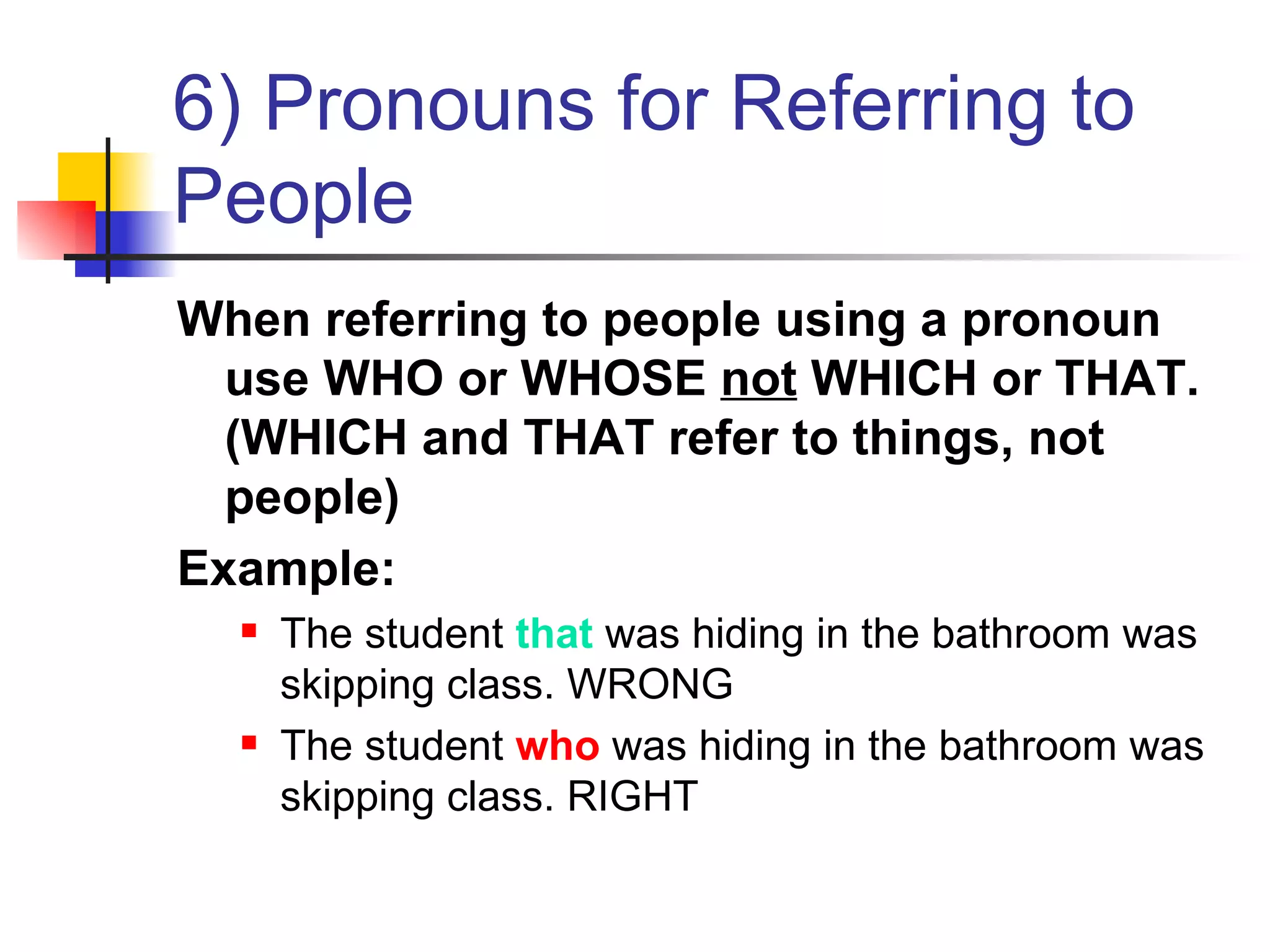 Pronoun reference powerpoint | PPT