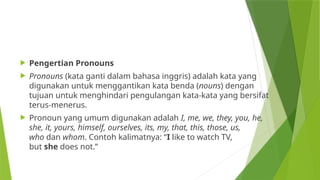 PRONOUNS KATA PENGGANTI DALAM BAHASA INGGRIS | PPT