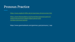 Pronouns grammar english very useful human | PPT