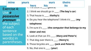 Subject Pronouns, Object Pronouns, Possessive Adjectives and Pronouns ...
