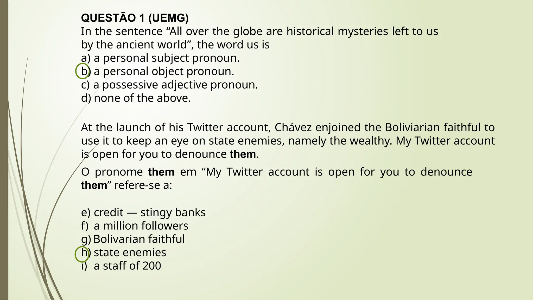 slide sobre os pronomes pessoais, pronomes possessivos, adjetivos e ...