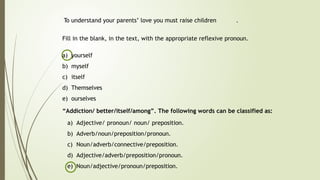 slide sobre os pronomes pessoais, pronomes possessivos, adjetivos e ...