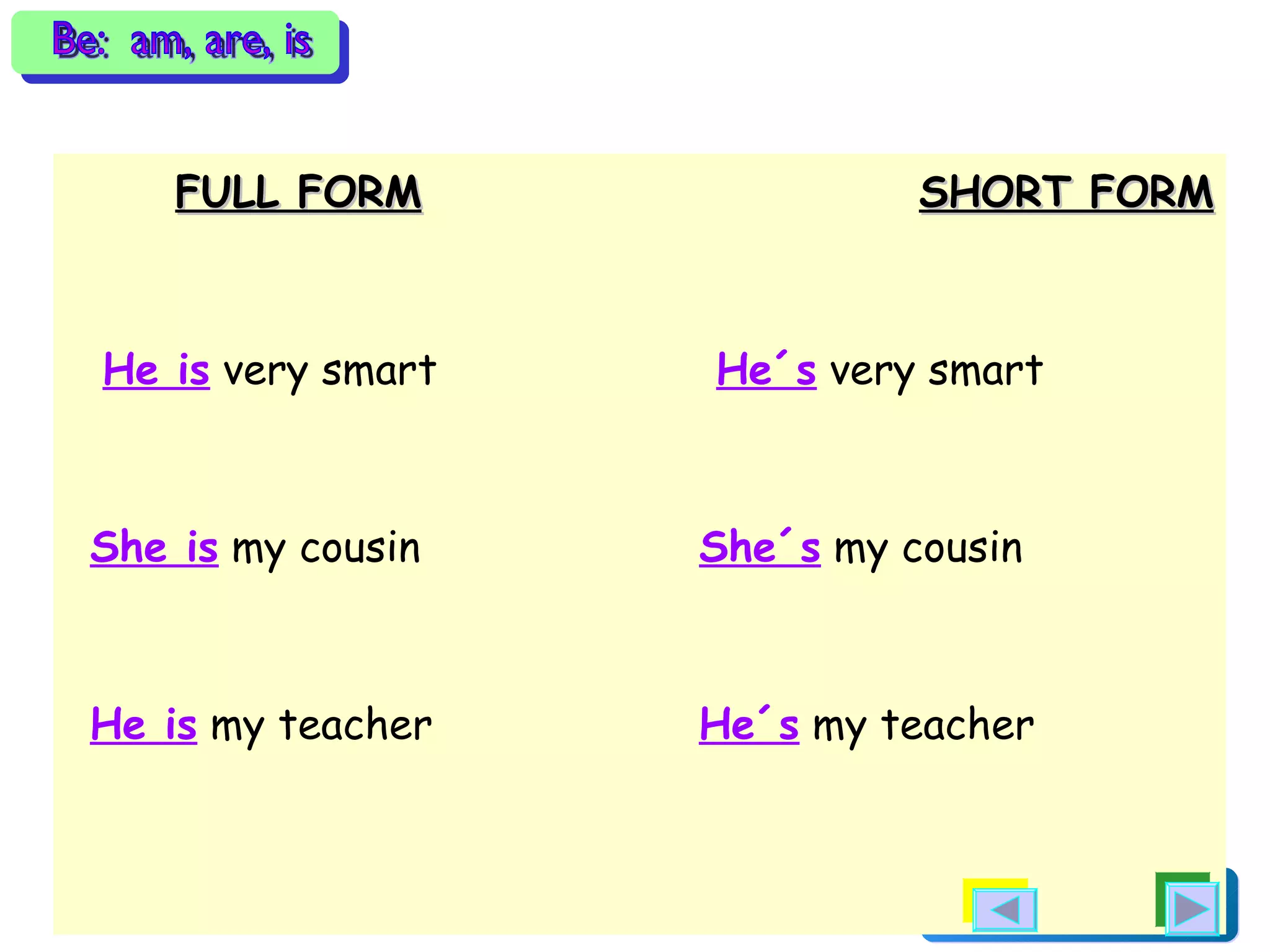 Pronouns and the verb to be | ODP