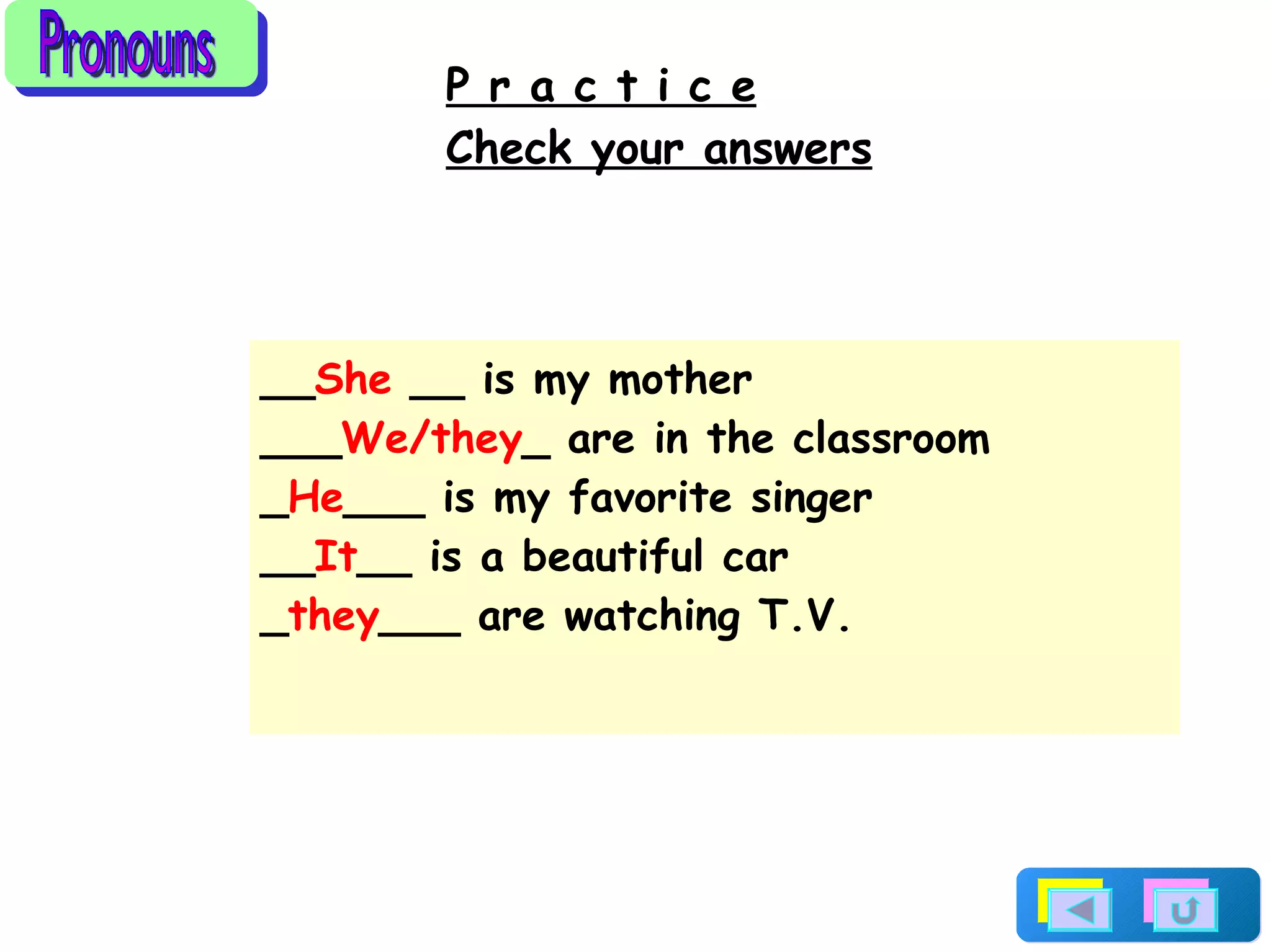 Pronouns and the verb to be | ODP