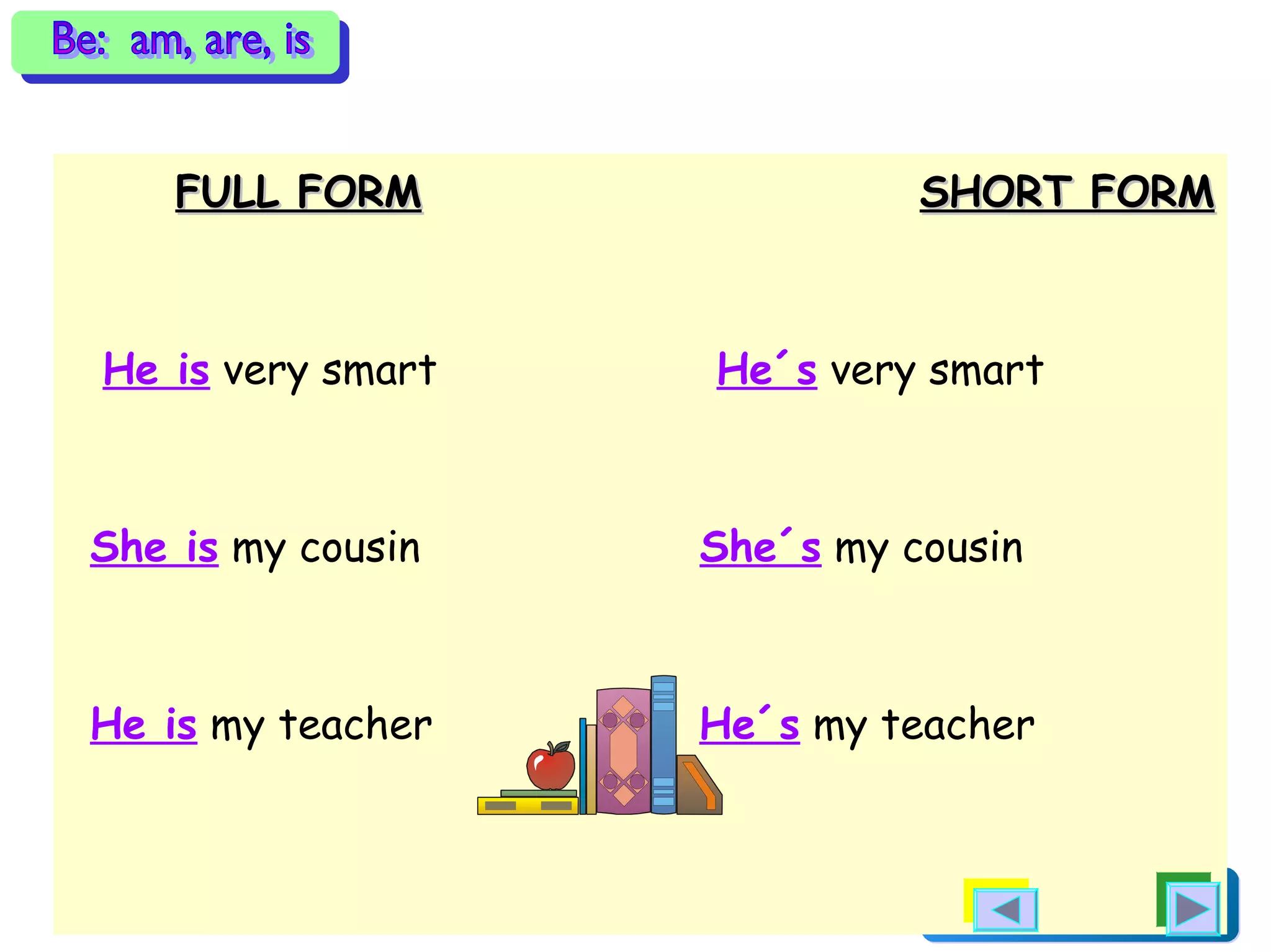 Pronouns and the verb tobe | ODP