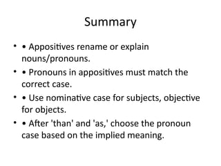 Pronouns Appositives -all types of pronouns | PPTX
