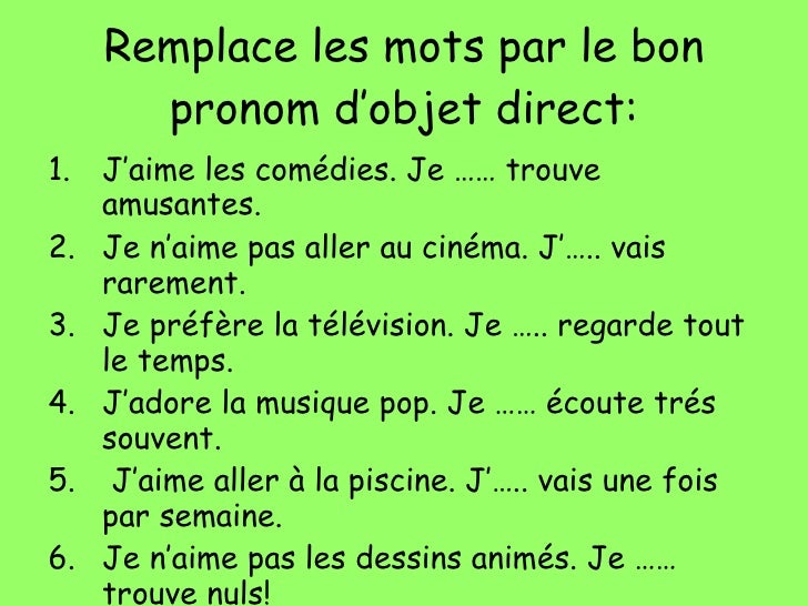 Direct Object Pronouns in French