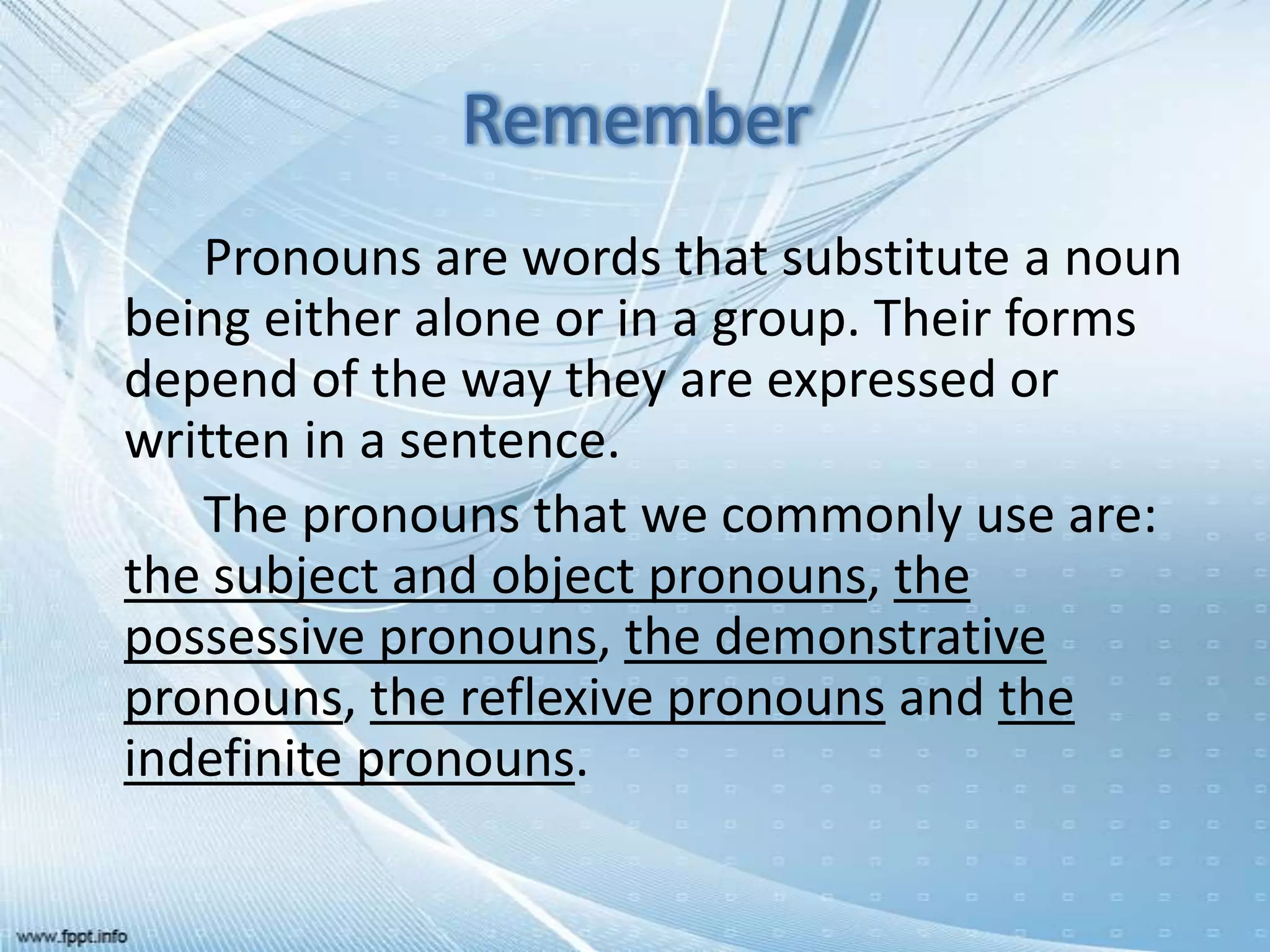Pronoun types | PPT