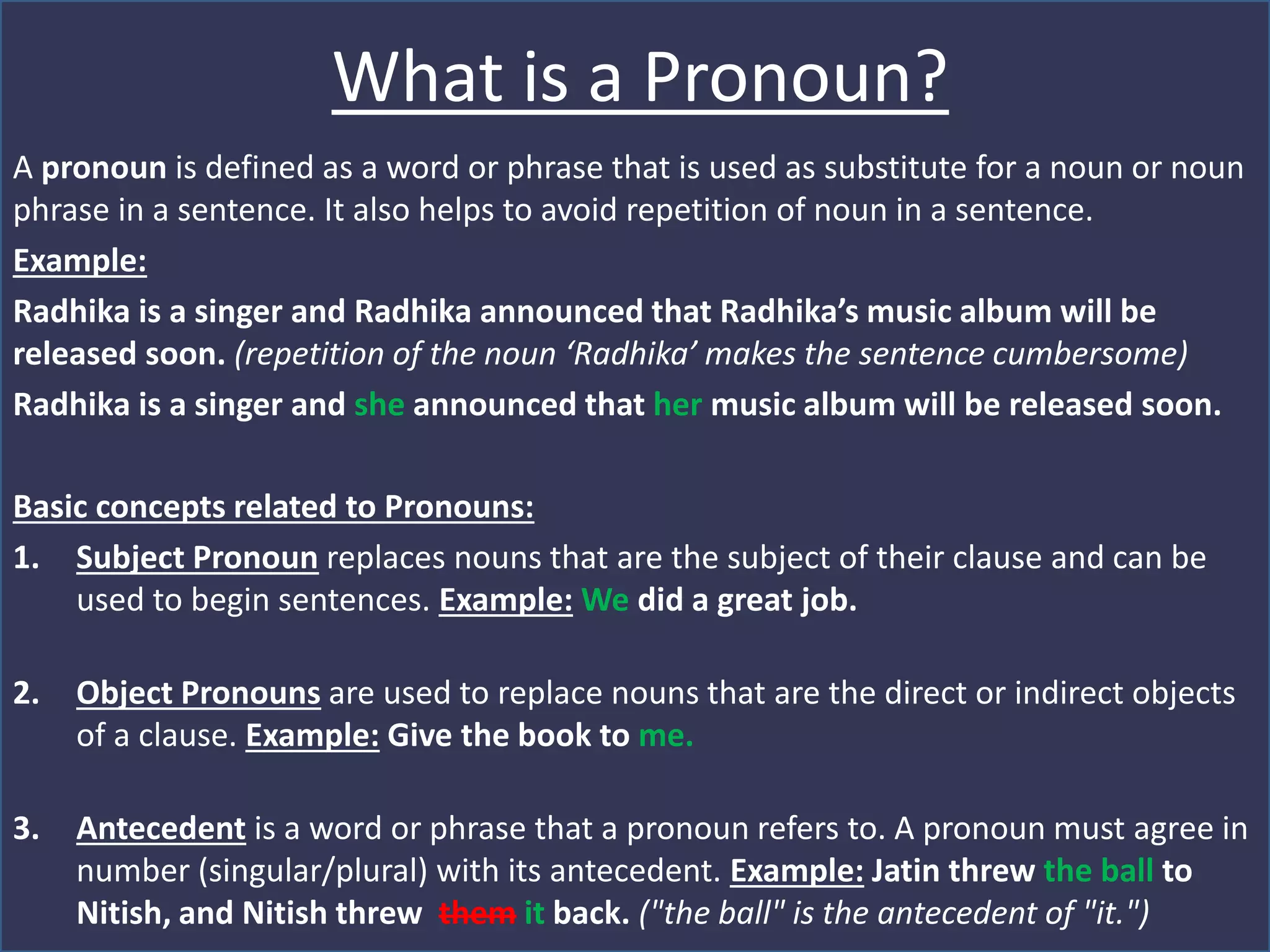 Tips on Using Pronouns | PPT