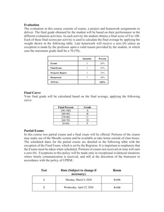 Prontuario CIIC5995 Jan - May 2020 | PDF