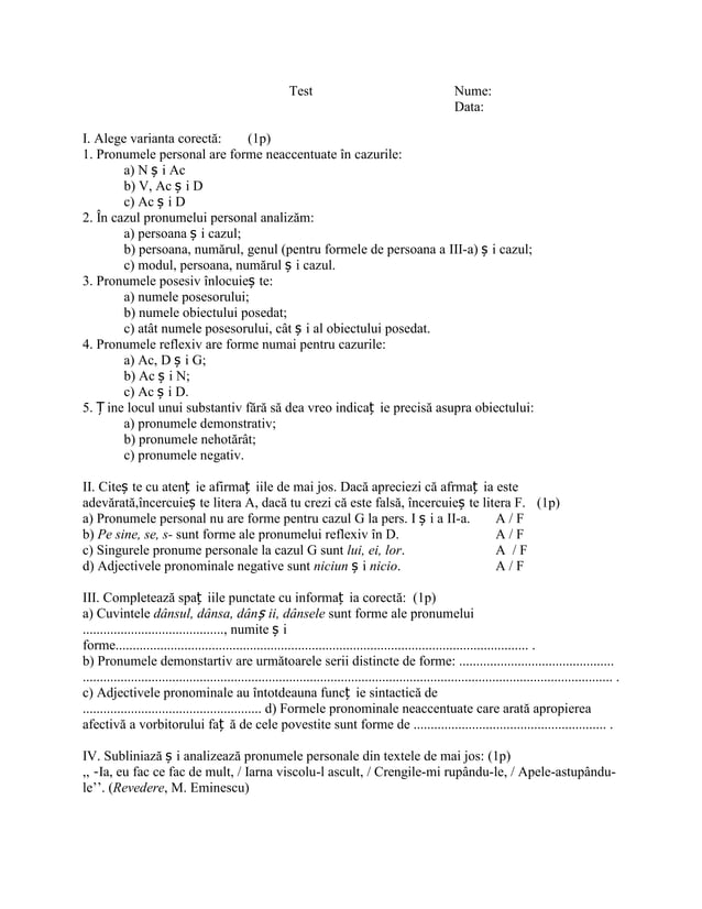 Pronumele vii 2104_1 romana | PDF