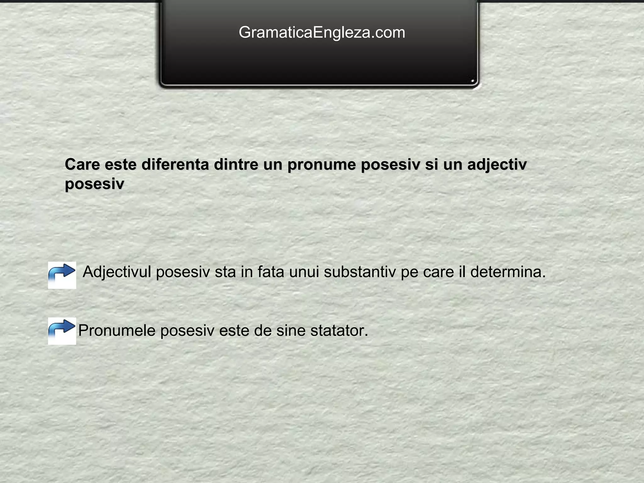Pronume posesive adjective posesive in limba engleza | PPT