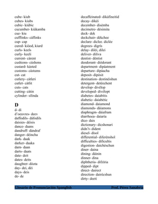 Glosario de Pronunciación Spanglish | PDF