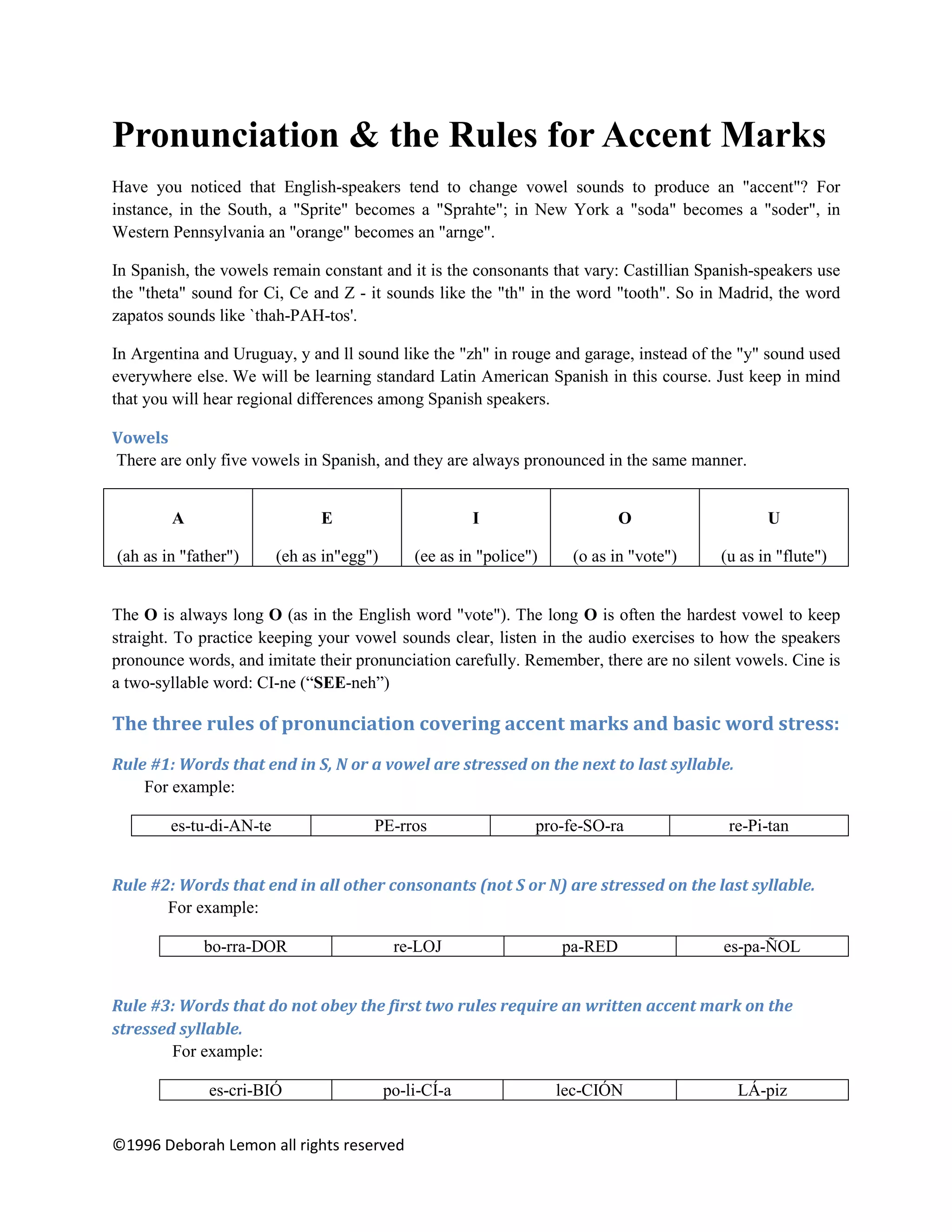 Spanish Pronunciation | PDF