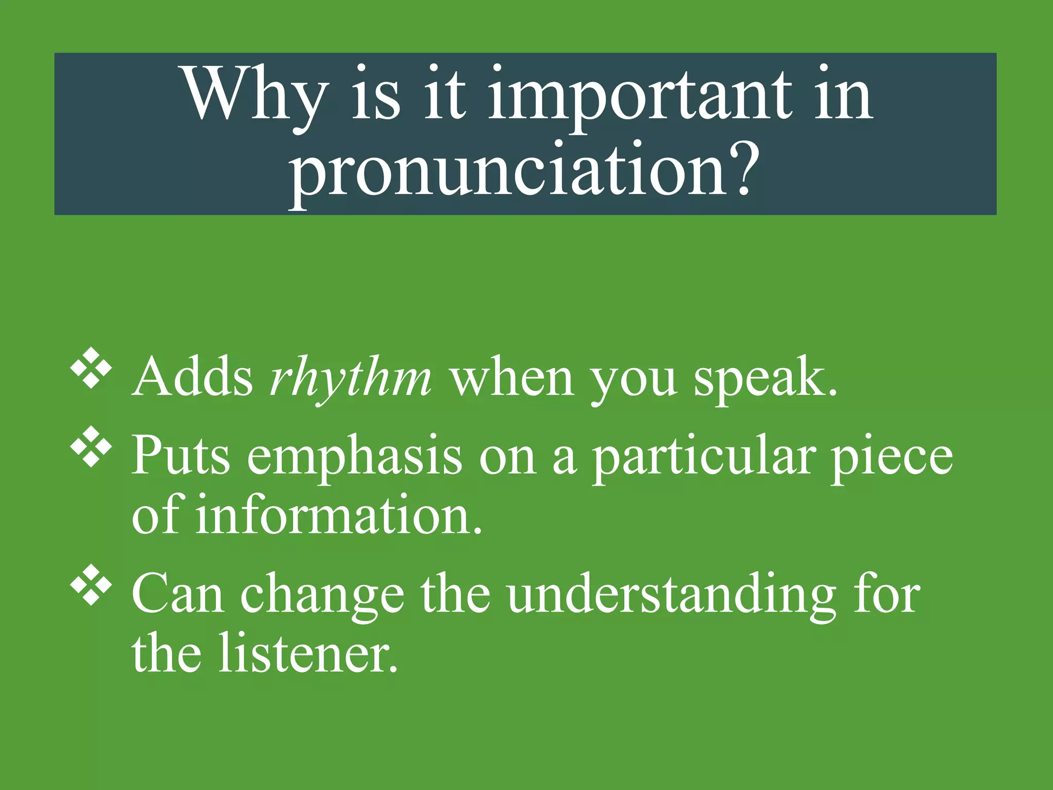 Pronunciation: Sentence Stress for High School Learners | PPT