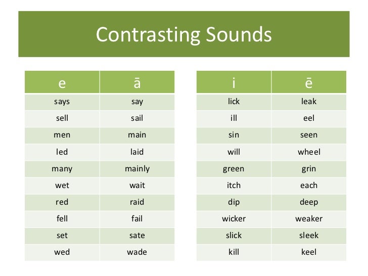 Pronunciation - E Sounds