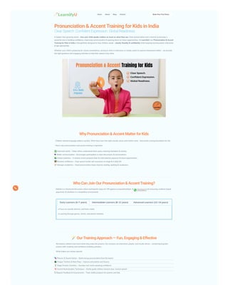 Pronunciation & Accent Training for Kids in India - LearnifyU | PDF