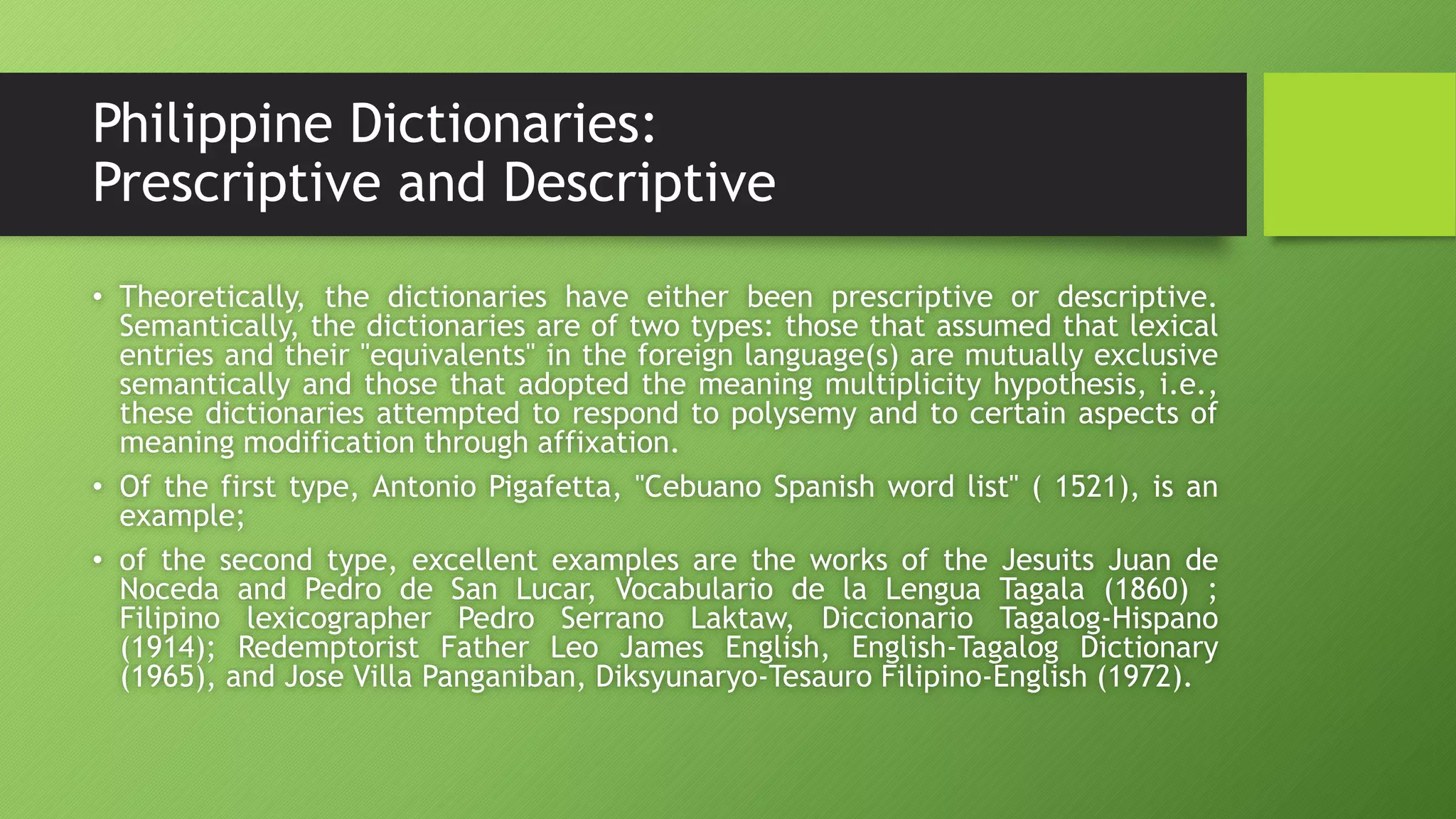 Pronunciation and philippine dictionaries (philippine lexicography) | PPT