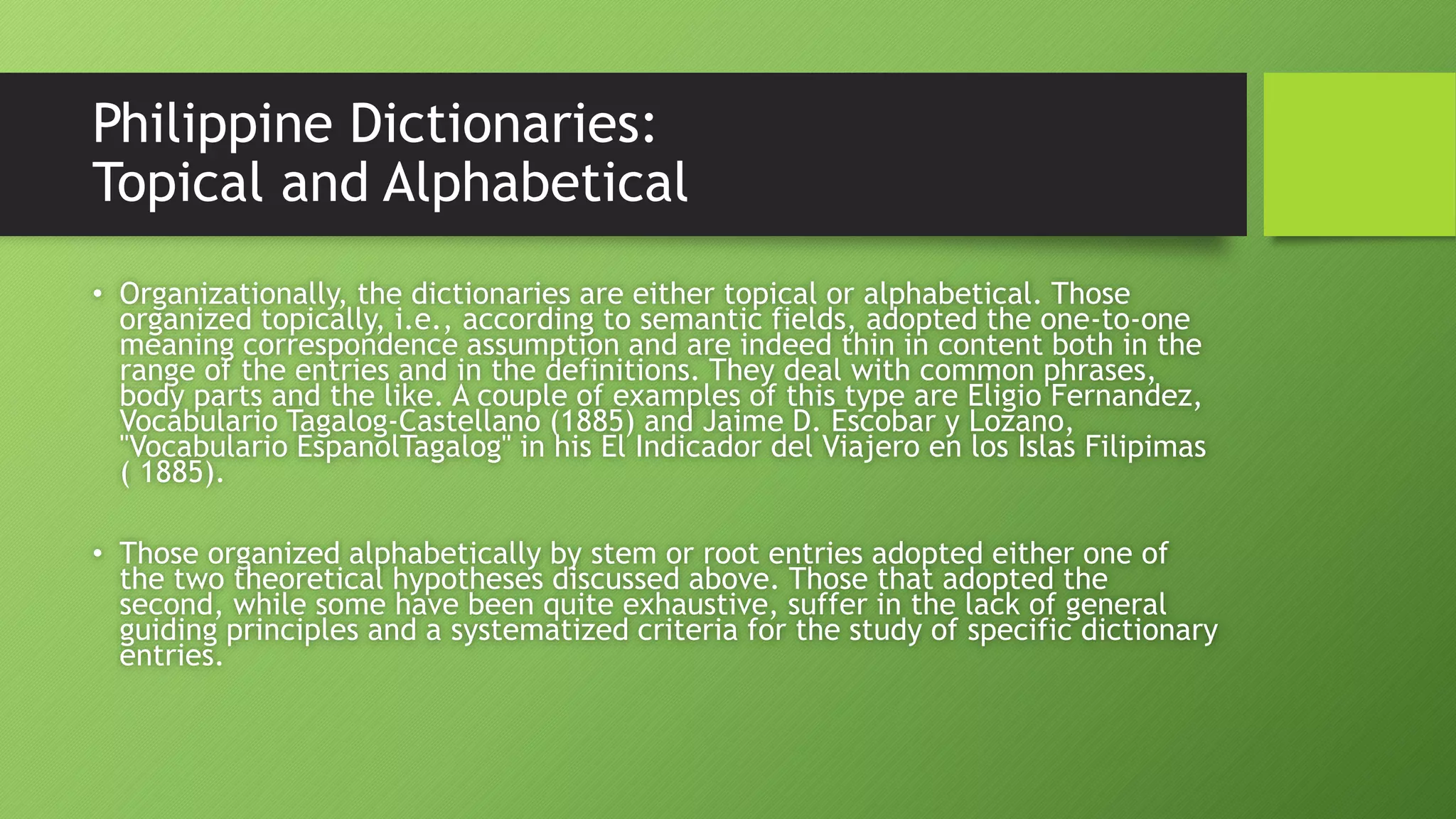 Pronunciation and philippine dictionaries (philippine lexicography) | PPT