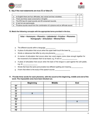 Pronunciation assignment 3 (consonant sounds) | PDF
