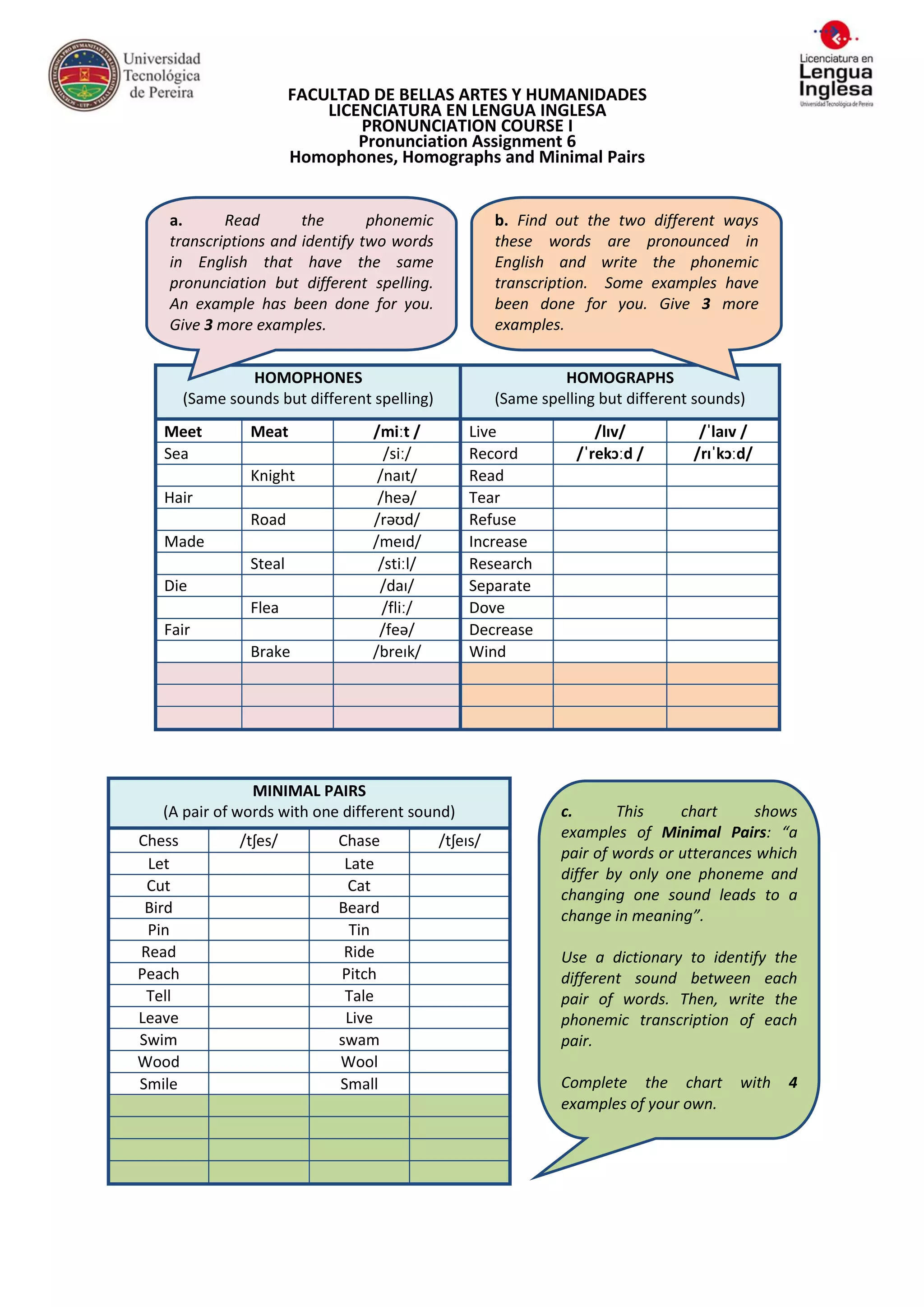 Pronunciation assignment 6 | PDF