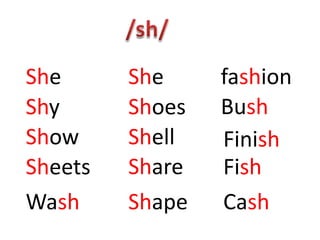 Pronunciation Sh / Ch / Th | PPTX