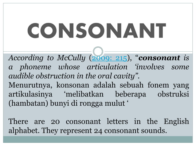 Pronunciation (Consonant Letter) | PPT