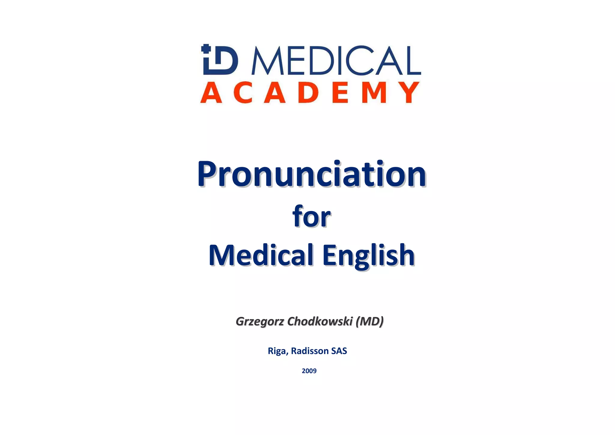Pronunciation For Medical English | PDF