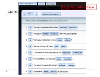 Pronunciation and Listening in a Computer Lab and Online | PPT