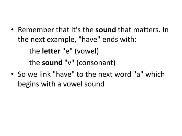 Pronunciation joining words together | PPT