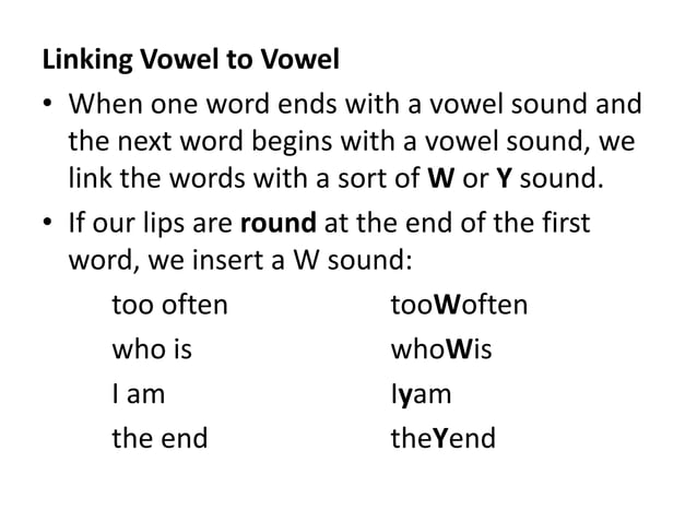 Pronunciation joining words together | PPT