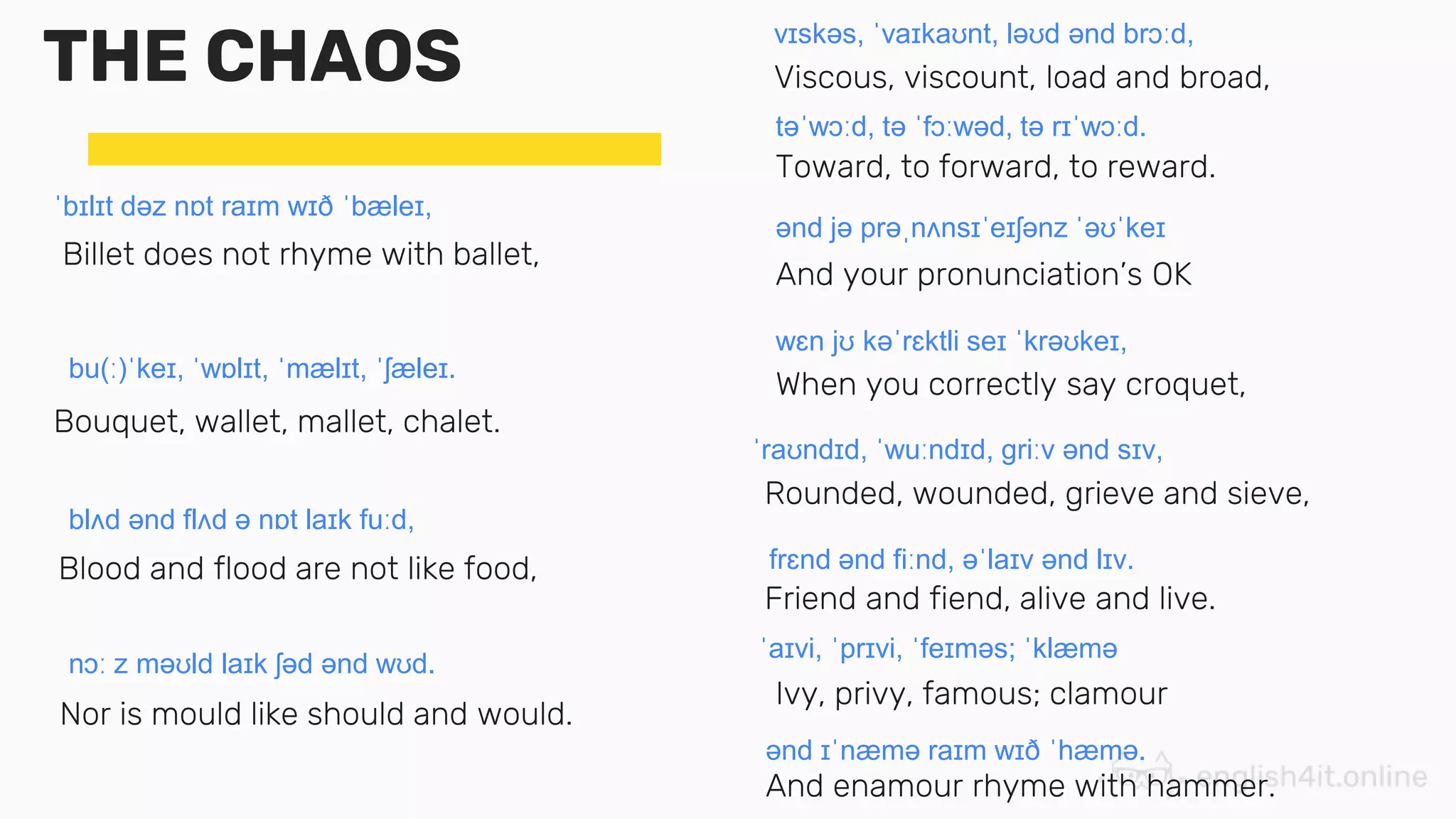 Pronunciation Lesson 8 - THE CHAOS POEM.pptx