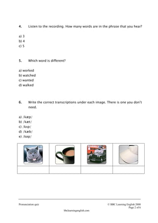 Pronunciation quiz 1 | PDF