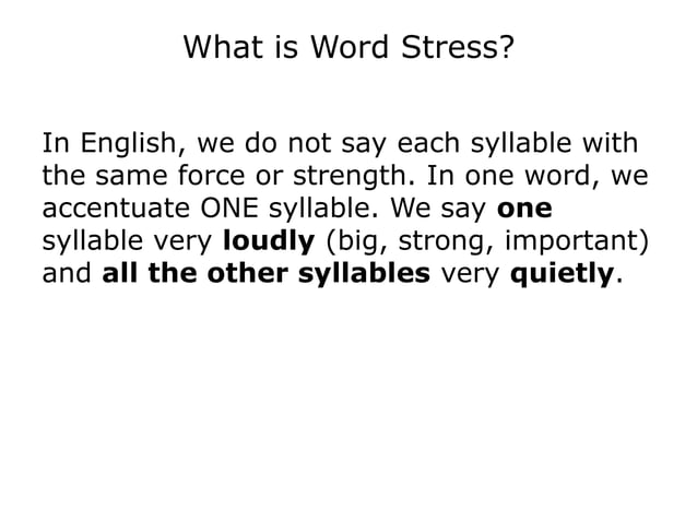 Pronunciation stress | PPT