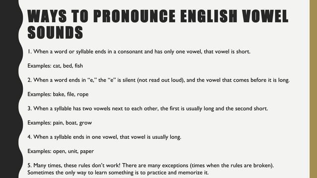 Pronunciation (Vowel) | PPT