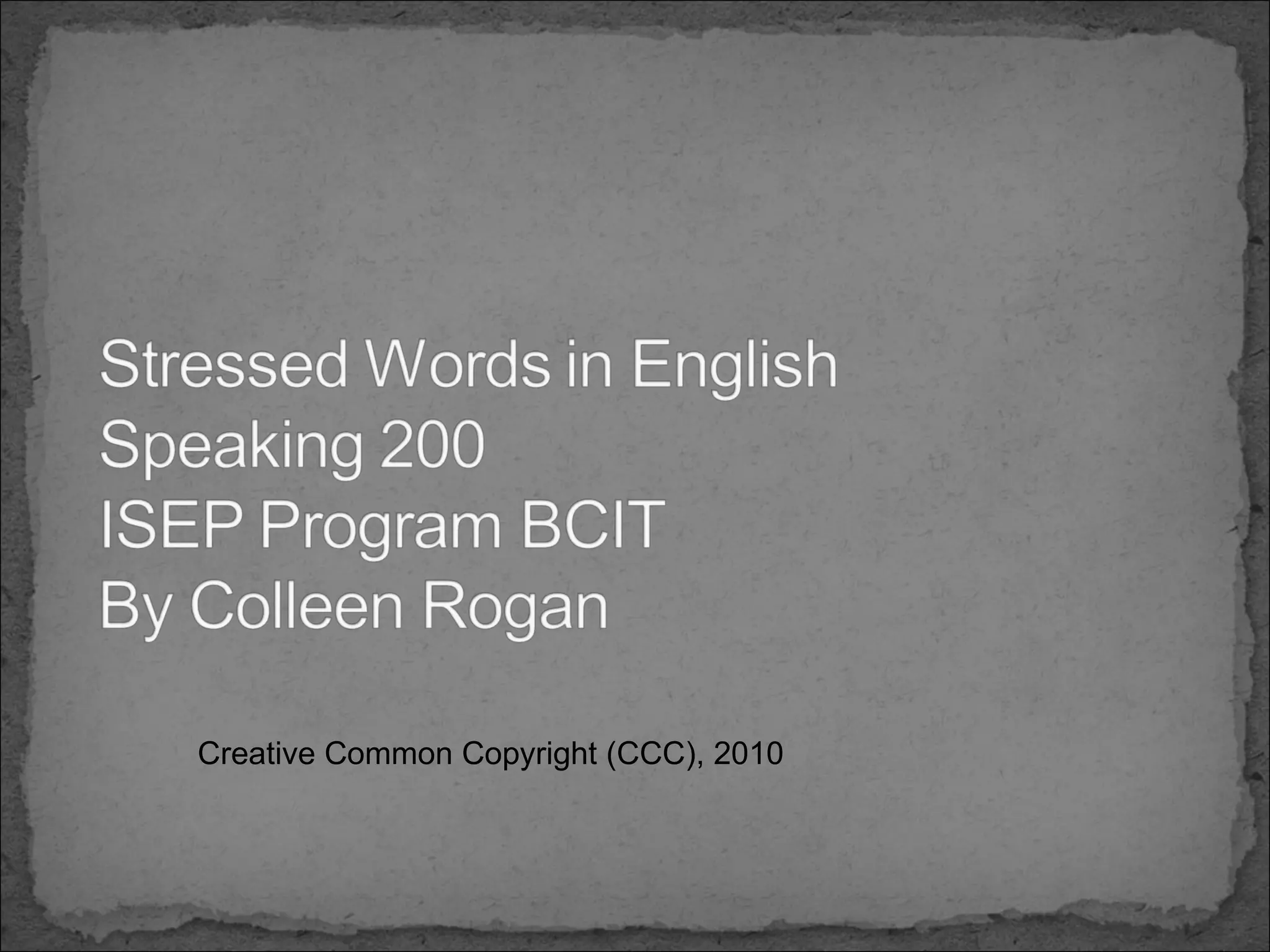 Vowels and Stress in English | PPT