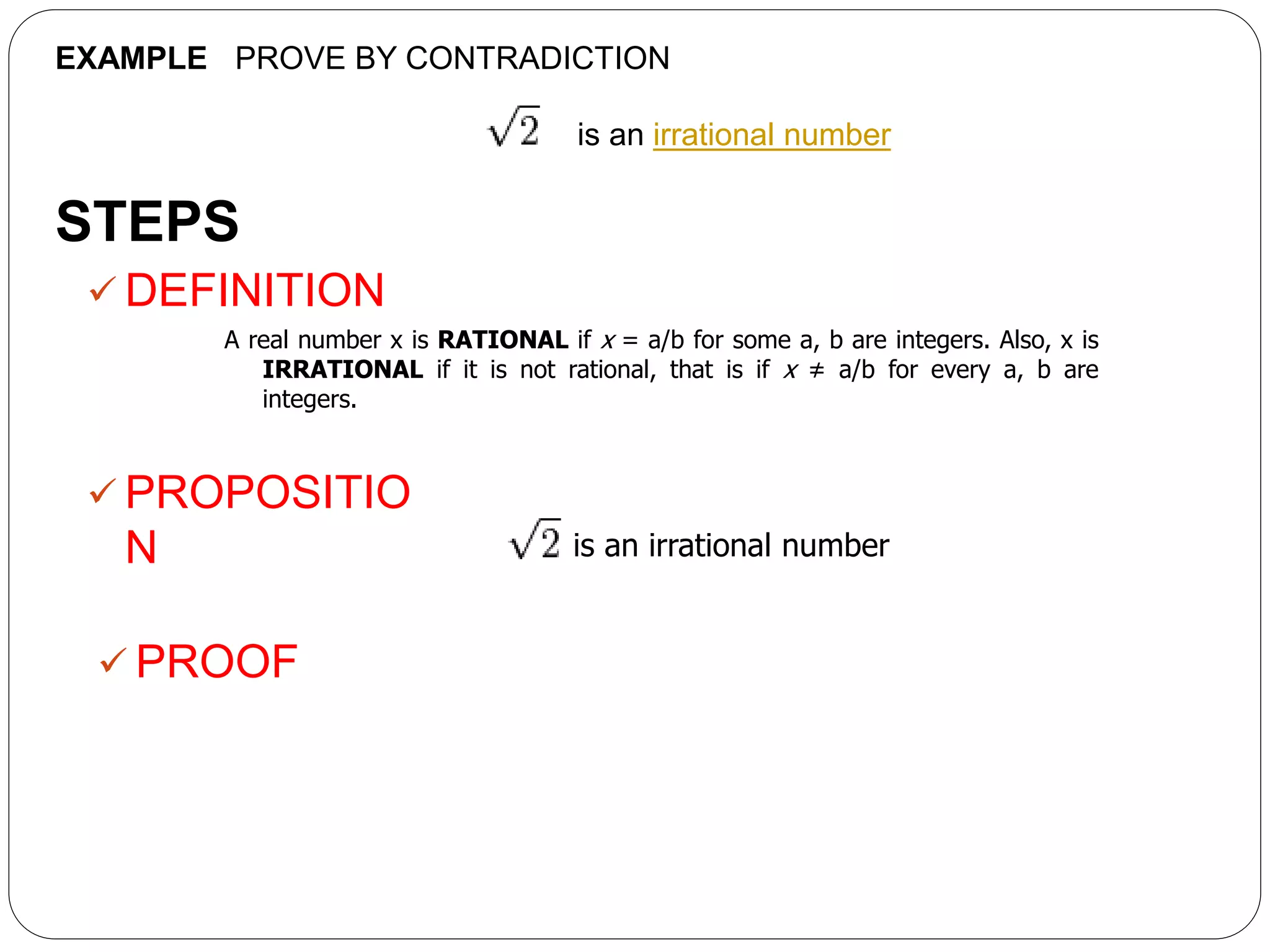Proof by contradiction | PPTX