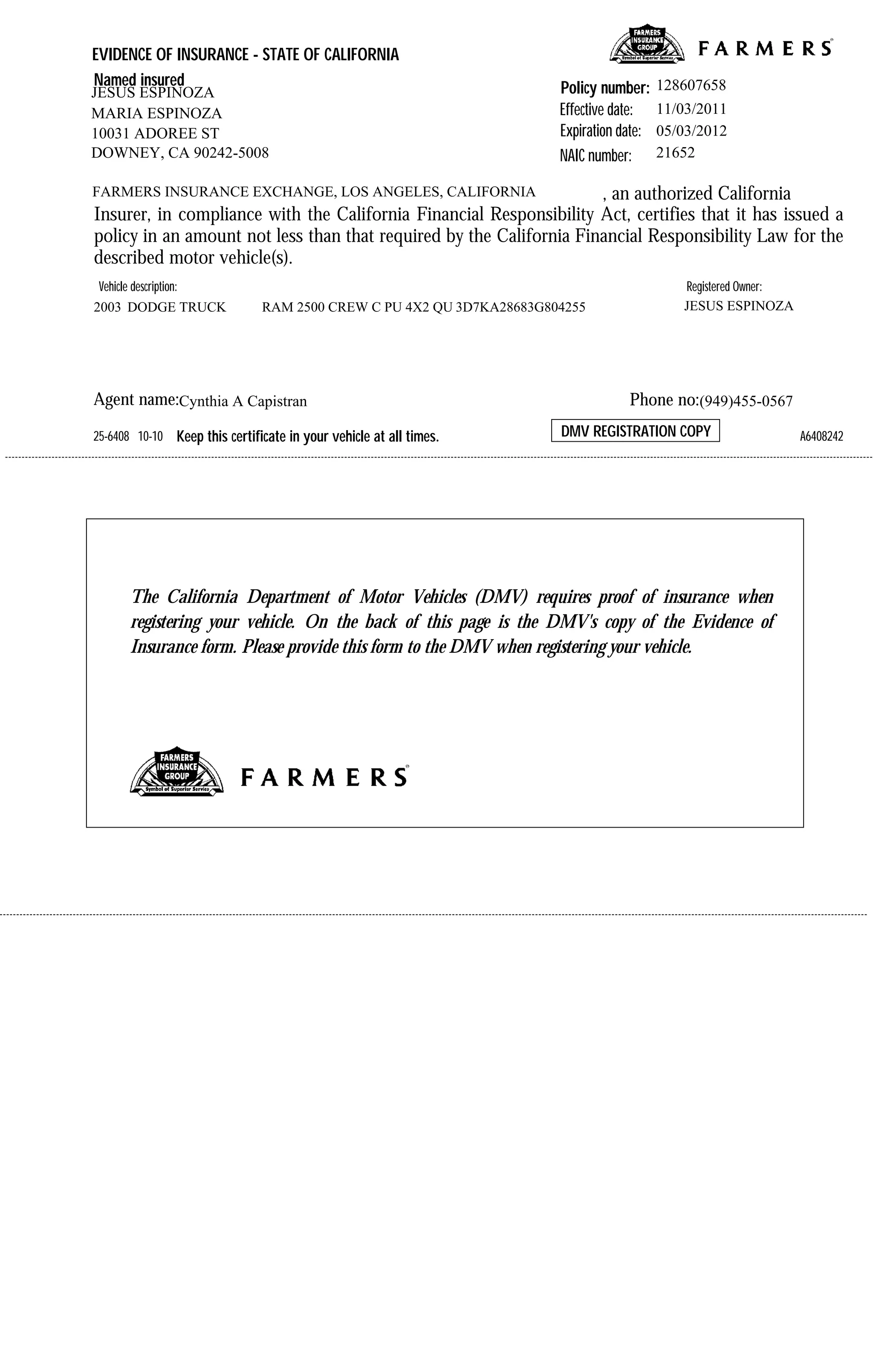 Proof insurance truck1 | PDF