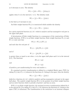 A PROOF OF THE RIEMANN HYPOTHESIS - Louis de Branges | PDF