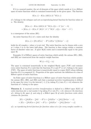 A PROOF OF THE RIEMANN HYPOTHESIS - Louis de Branges | PDF