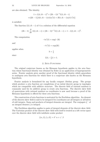 A PROOF OF THE RIEMANN HYPOTHESIS - Louis de Branges | PDF