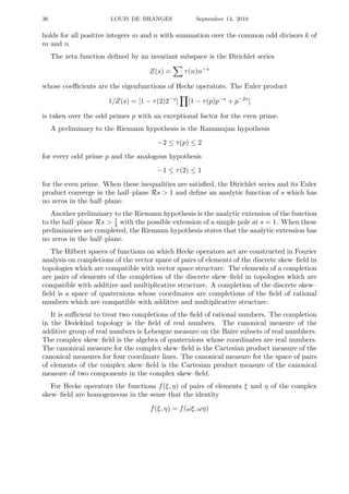 A PROOF OF THE RIEMANN HYPOTHESIS - Louis de Branges | PDF