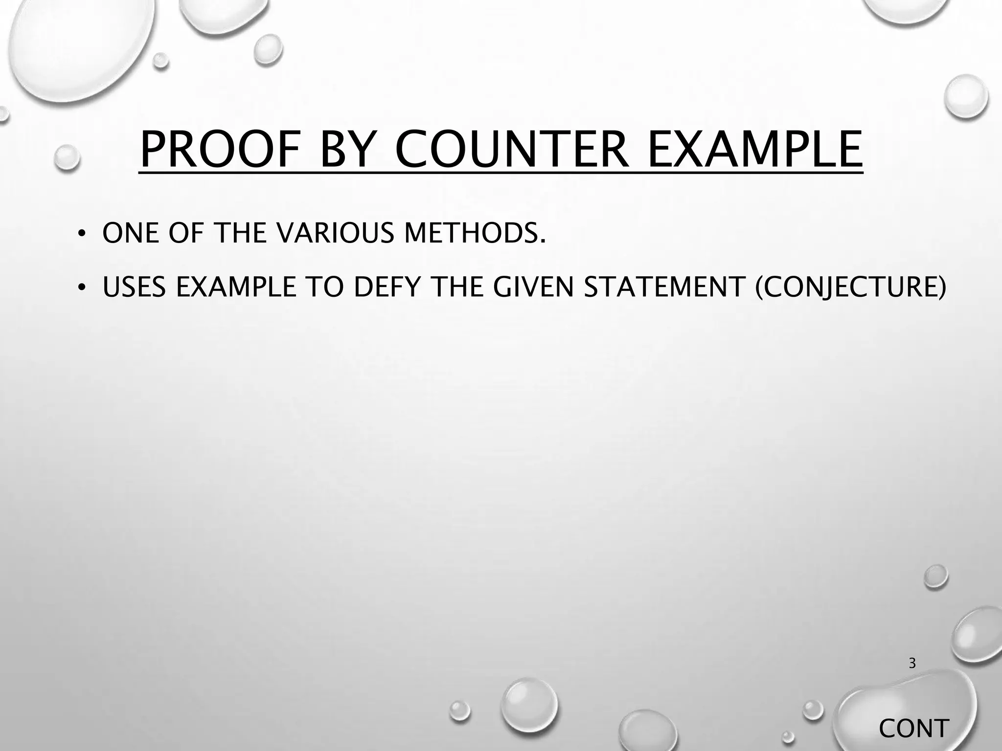 Proof by Counter Example & Mathematical Induction | PPTX