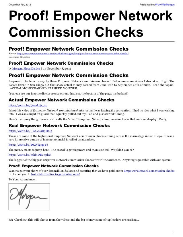 Proof empower network commission checks