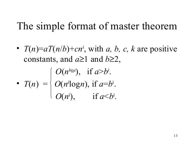 Proof master theorem Proof master theorem
