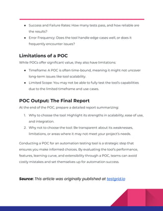Proof of Concept (POC) in Automation Testing: A Comprehensive Guide | PDF