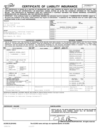Acord Certificate Of Liability Insurance Template