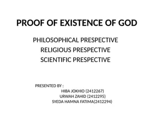 PROOF OF EXISTENCE OF GOD from the view of Islam. | PPTX
